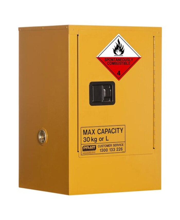CLASS 4 DANGEROUS GOODS STORAGE CABINET: 30L - 1 DOOR - 1 SHELF - Pratt