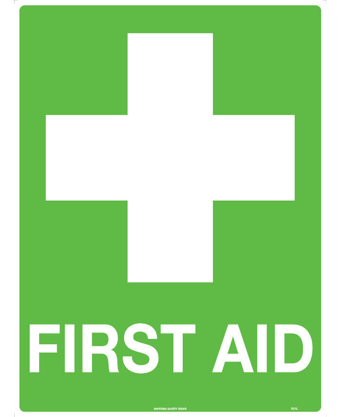 90x55mm - Self Adhesive - Sheet of 10 - First Aid - Uniform Safety Signs